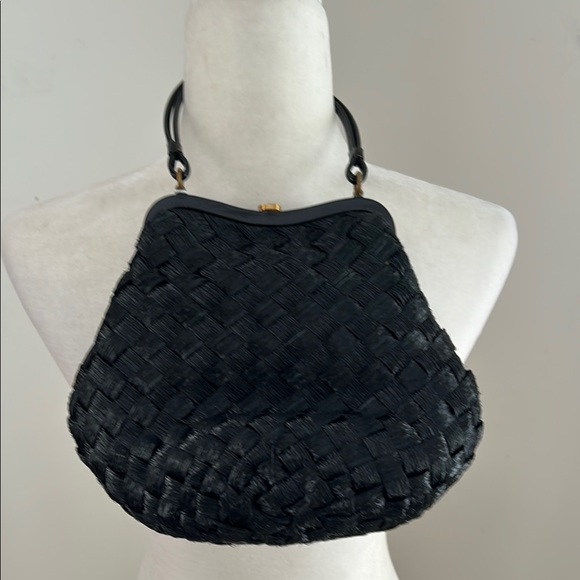 Bags | Vintage Black Woven Raffia Purse | Poshmark